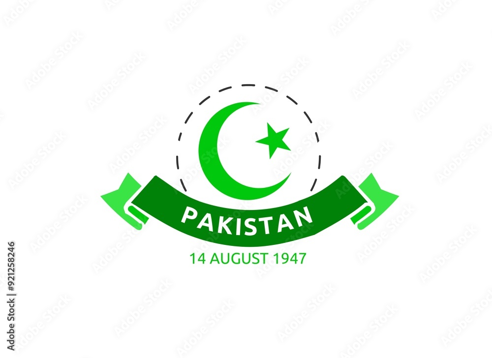 Pakistan 14 august independence day badge design illustration. Happy ...