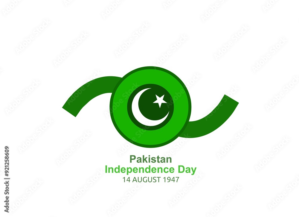 Pakistan 14 august independence day badge design illustration. Happy ...
