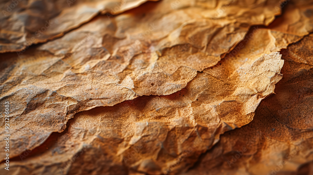 A stack of brown paper with a rough texture. The paper is piled on top ...
