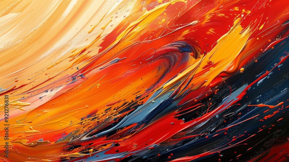 Dynamic Paint Streaks: Bold streaks of paint across the canvas, using a ...