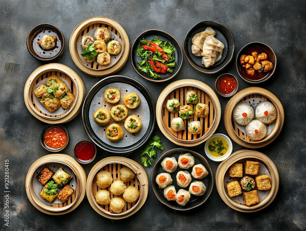 A Dim Sum. The most popular Chinese dishes. A variety of bite-sized ...