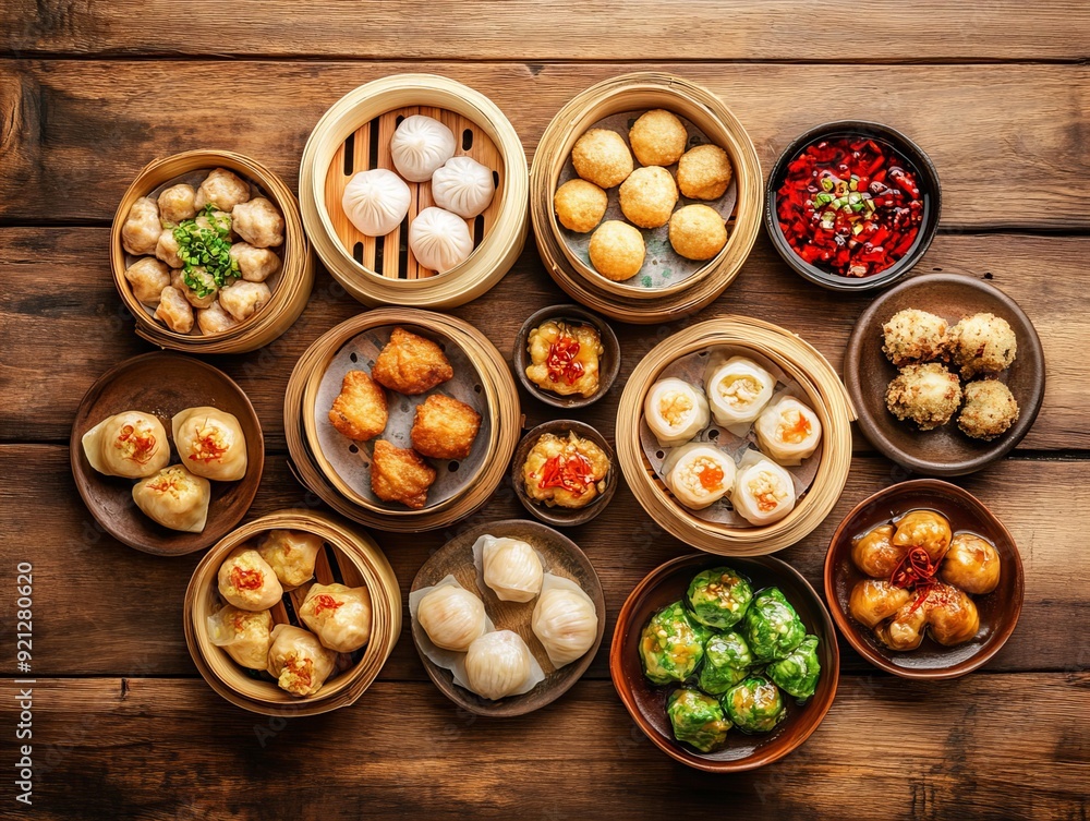 A Dim Sum. The most popular Chinese dishes. A variety of bite-sized ...