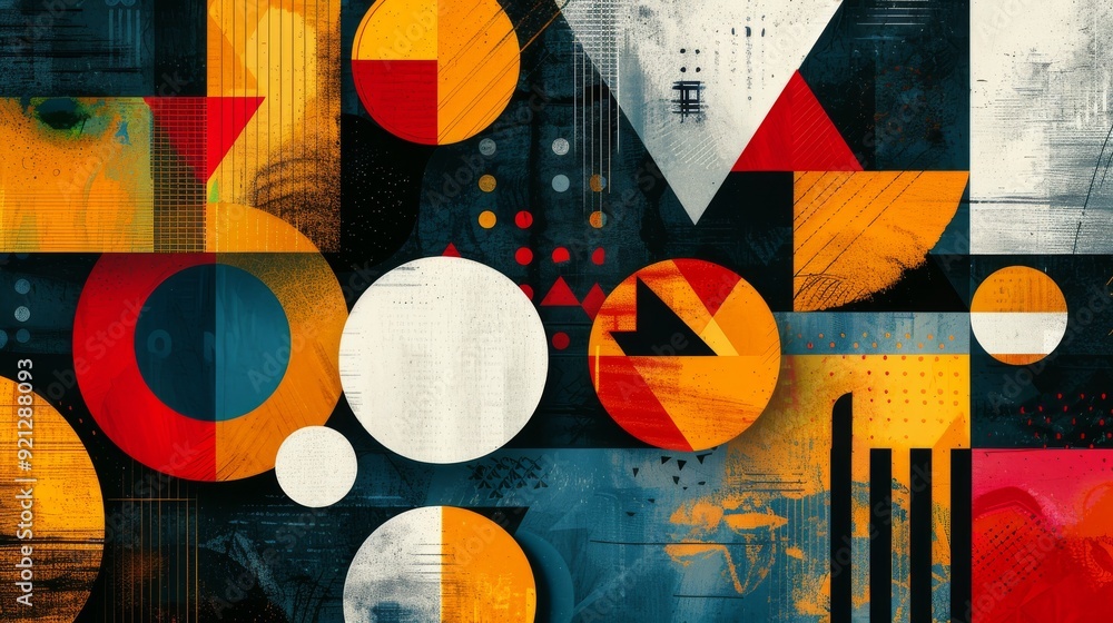 Floating Geometric Shapes: Simple geometric shapes like circles and ...