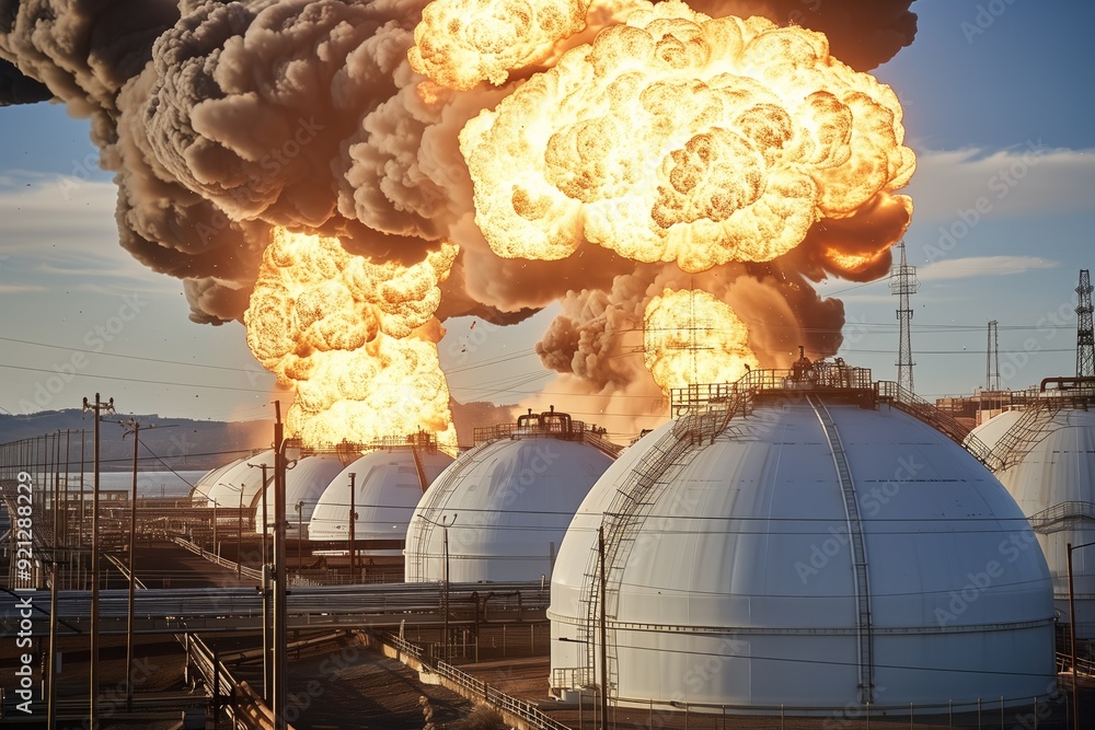 powerful explosion at a gas storage facility powerful explosion sea ...
