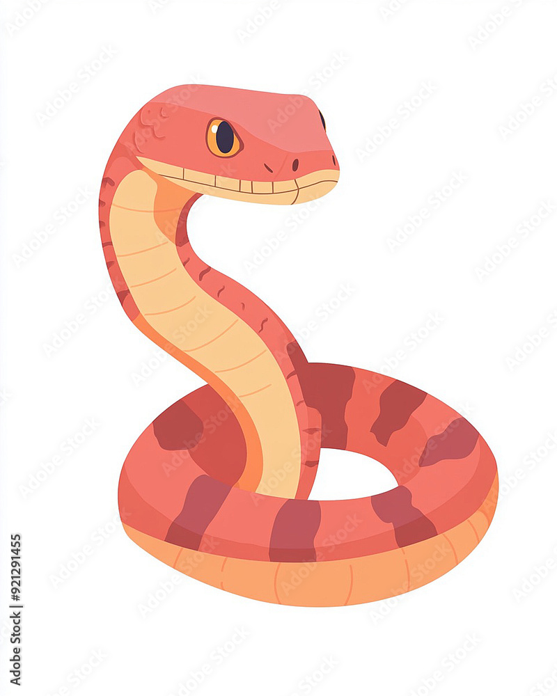 large red adult venomous deadly cartoon snake staring with a charming ...