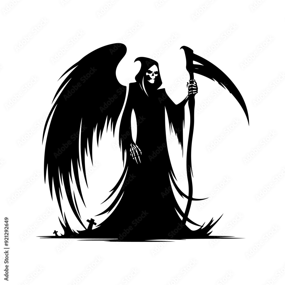simple and minimal Harbingers of Darkness Grim Reaper Vector Silhouette ...