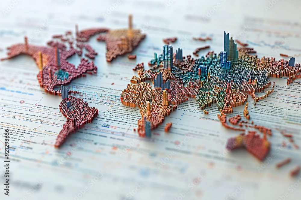 Vibrant 3D World Map with Dynamic Data Visualization and Colorful ...