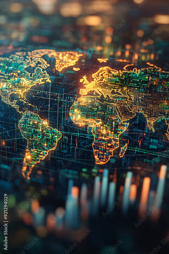 Vibrant 3D World Map with Dynamic Data Visualization and Colorful ...