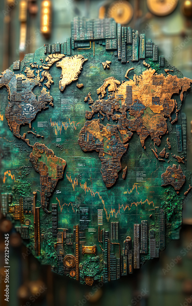 Vibrant 3D World Map with Dynamic Data Visualization and Colorful ...