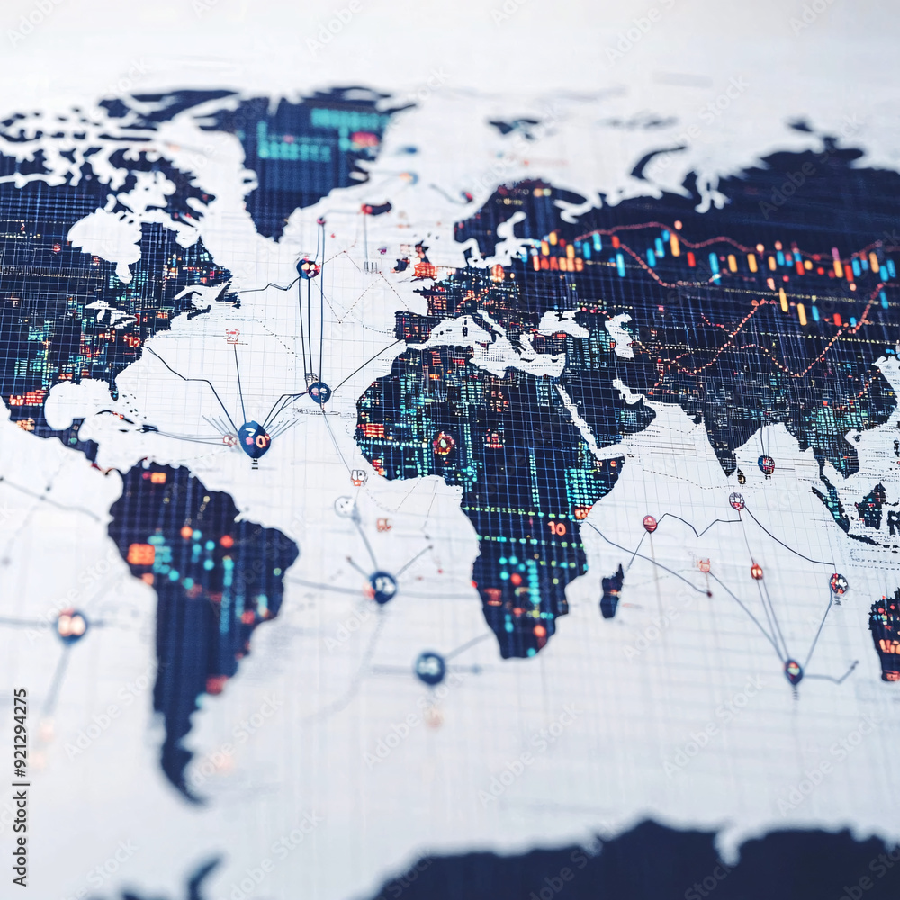 Vibrant 3D World Map with Dynamic Data Visualization and Colorful ...