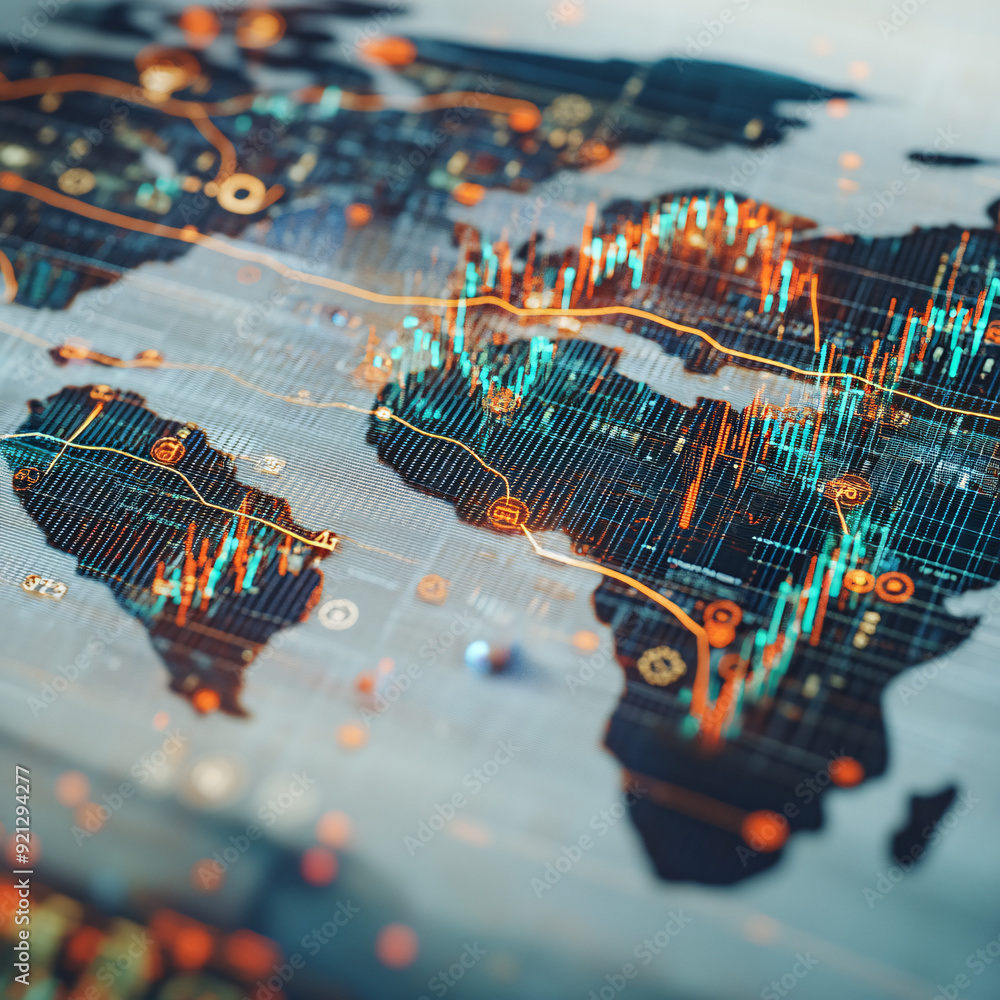 Vibrant 3D World Map with Dynamic Data Visualization and Colorful ...