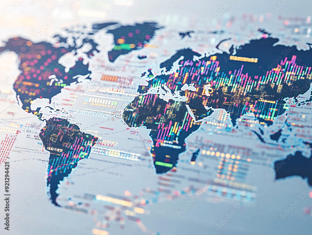 Vibrant 3D World Map with Dynamic Data Visualization and Colorful ...