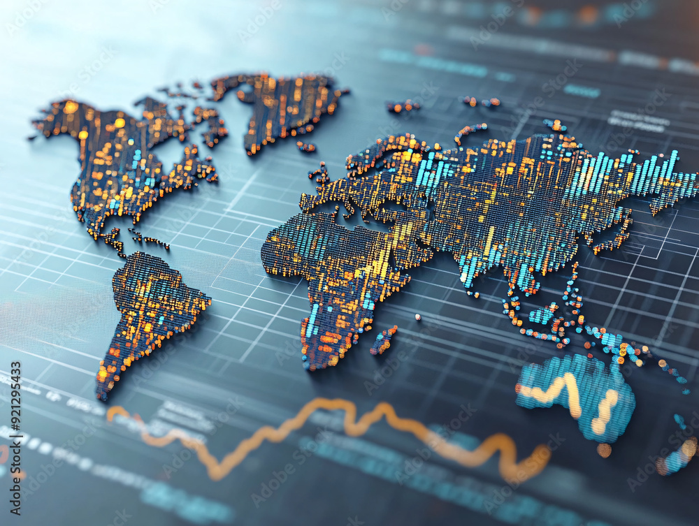 Vibrant 3D World Map with Dynamic Data Visualization and Colorful ...