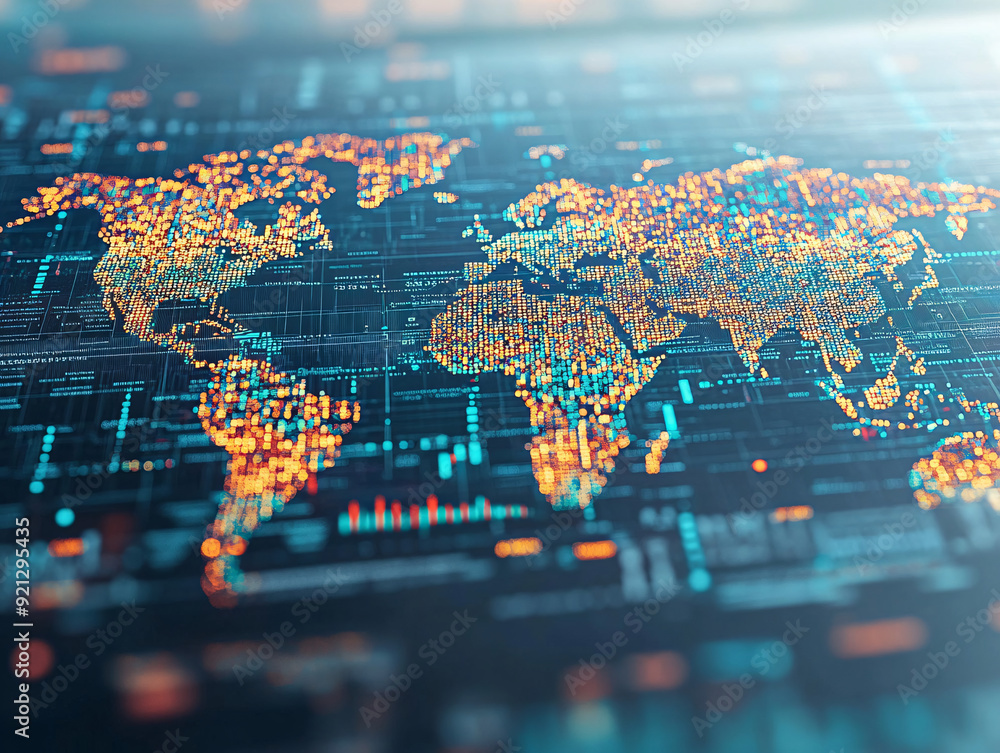 Vibrant 3D World Map with Dynamic Data Visualization and Colorful ...