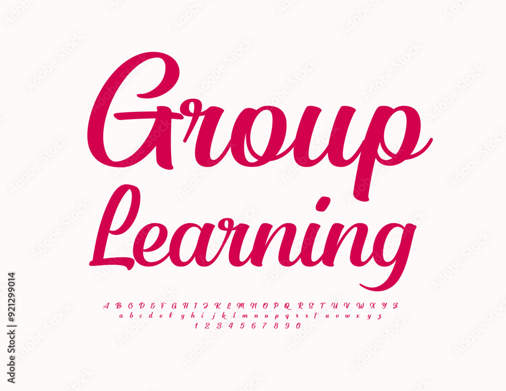 Vector modern sign Group Learning. Bright Cursive Font. Creative ...
