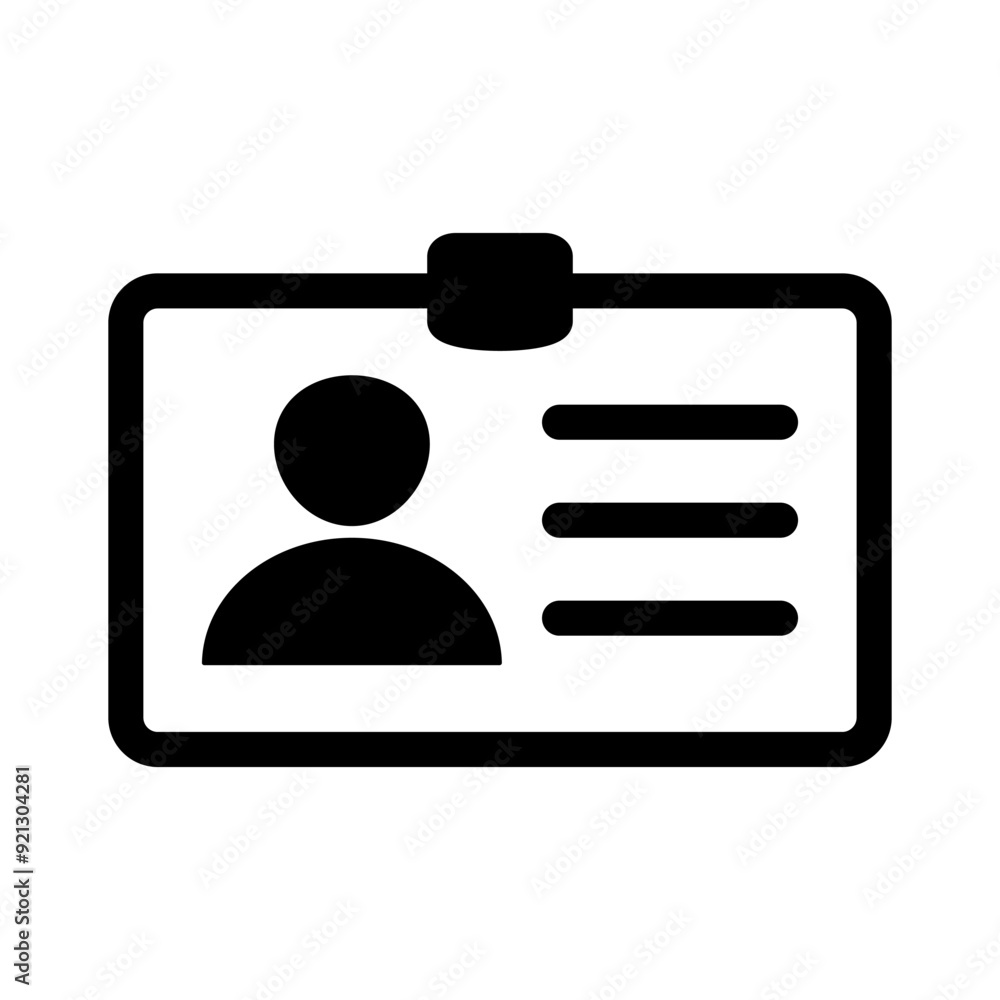 ID Card icon. Employee clerk card, driver license, Identification card ...