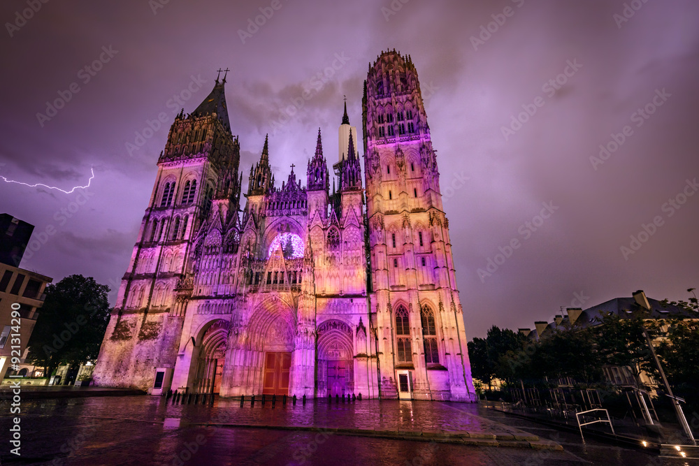 ROUEN, NORMANDY, FRANCE - JULY 30, 2024: projection mapping performance ...