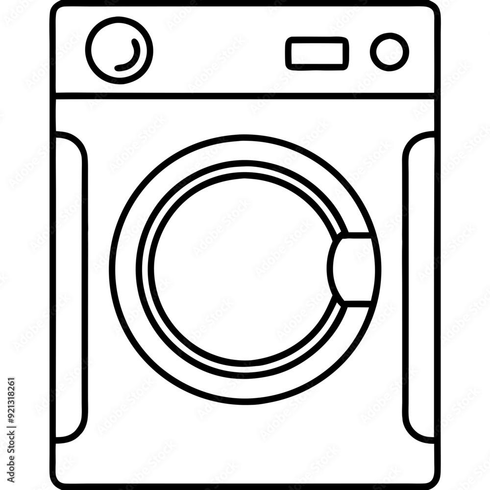 Washing Machine Vector Line Art Laundry Appliance Illustration for ...