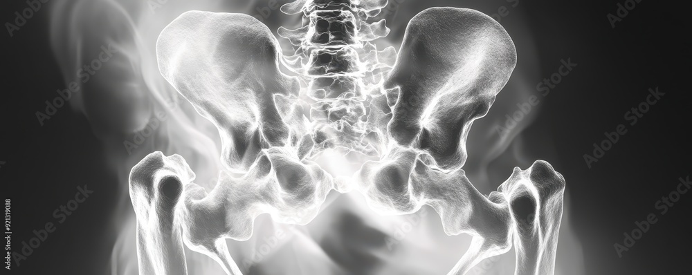 X-ray image of the human pelvic bones showcasing skeletal structure ...