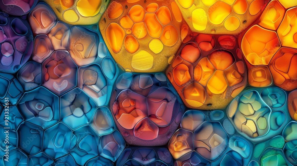 Interlocking Hexagons: Hexagonal shapes interlocking in a complex, abstract pattern, using a ...