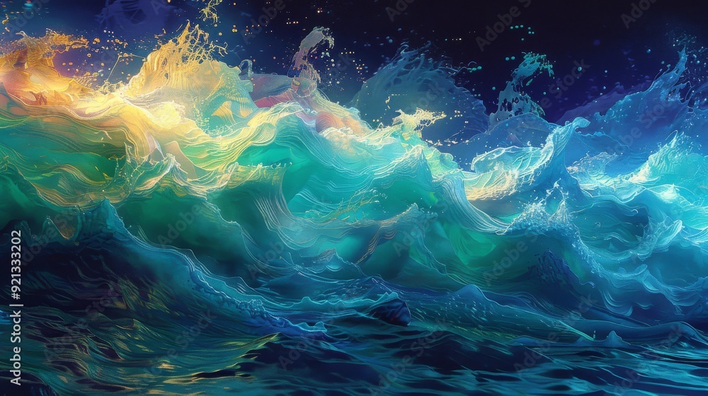 Prismatic Ocean Currents: Ocean currents rendered with prismatic colors ...