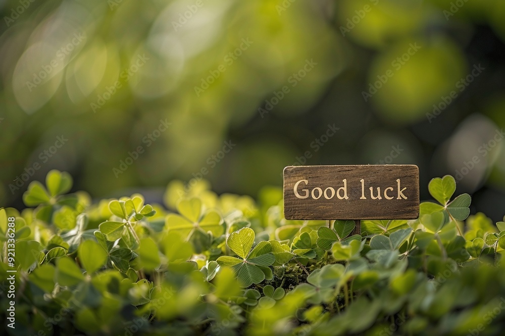 Image representing good luck with a four-leaf clover and the phrase ...