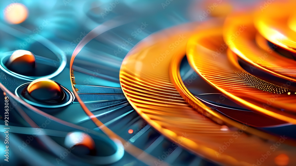 A creative 2D rendering of lines and circles in a dynamic composition ...