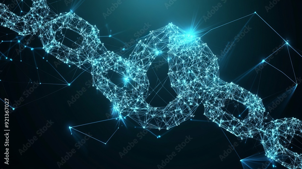 Vector illustration representing blockchain technology, with a ...