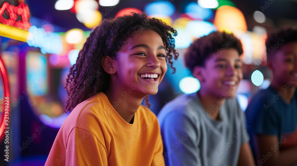 High-resolution photograph of a diverse group of middle school students ...