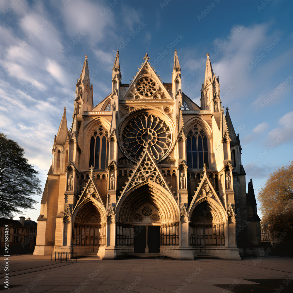 Majestic Gothic Cathedral Under a Dramatic Sky: A Glorious Example of ...