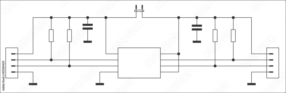 Schematic Diagram Of Electronic Device On Sheet Of Paper Vector Template Of Drawing Electrical