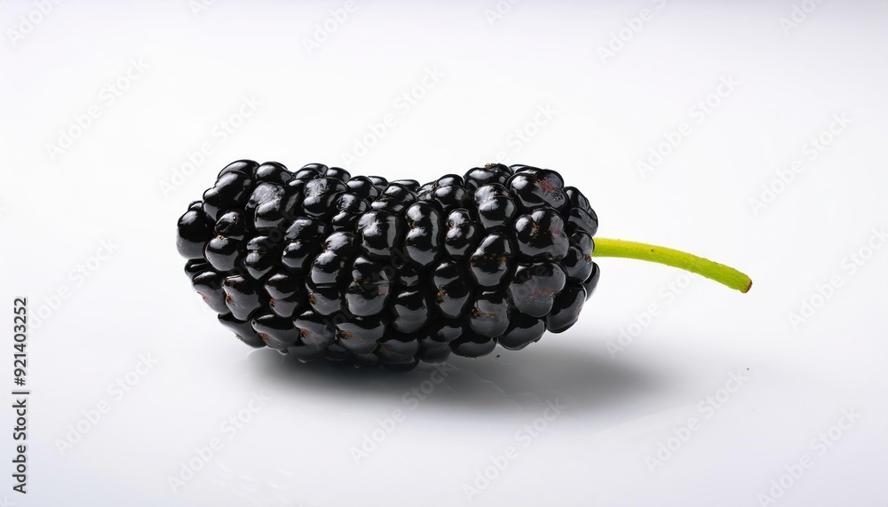 Mulberry Jewel: A single, ripe mulberry, glistening with dark, juicy ...