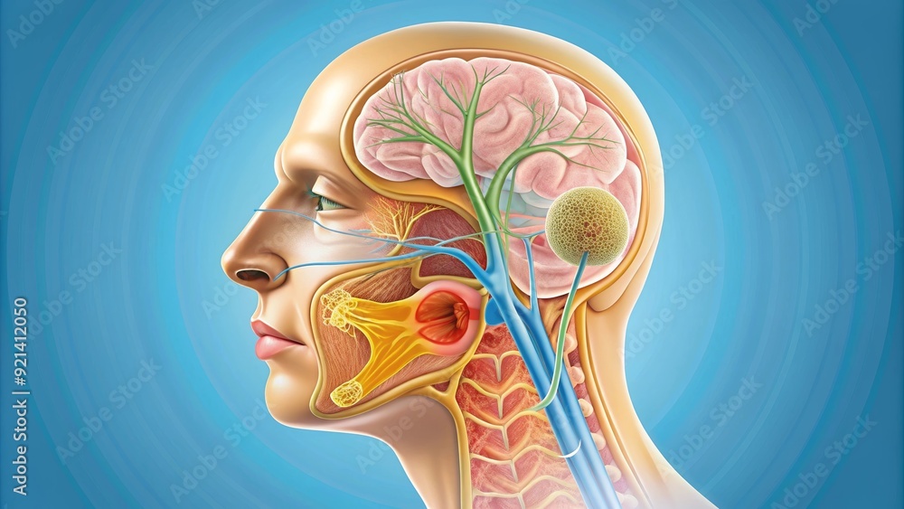 Detailed of the olfactory region, olfactory, sense, smell, nose ...