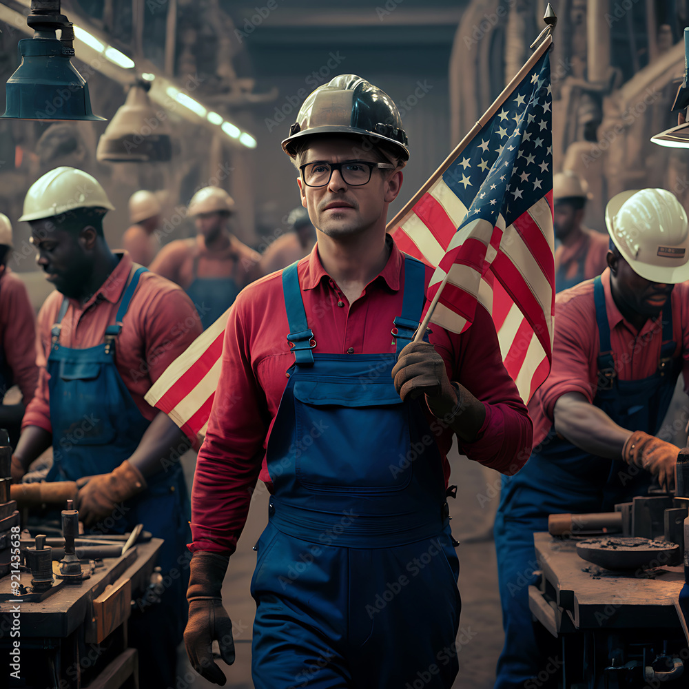 Labor Day and the importance of workers, banner posters and social ...