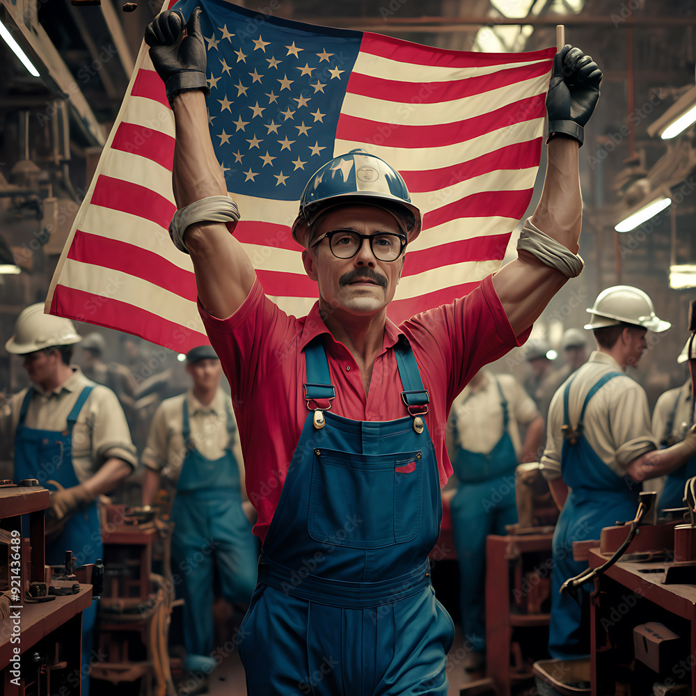 Labor Day and the importance of workers, banner posters and social ...