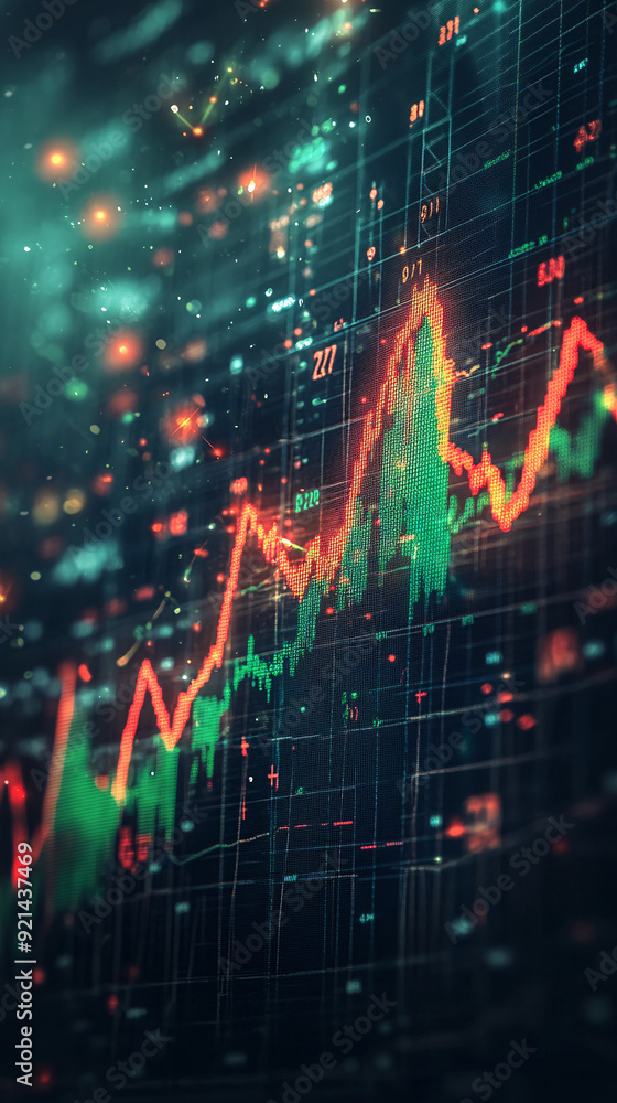Financial Success Concept with Stock Market Chart, Candlesticks, Icons ...