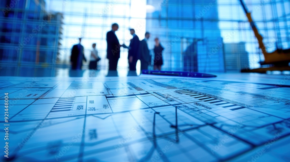 Generate a photo realistic image of a construction project team ...