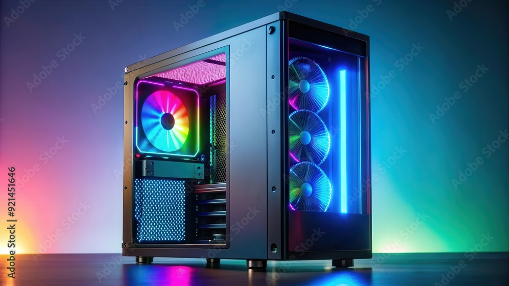 desktop pc case with rgb lighting system for photoshoot, , desktop, pc ...