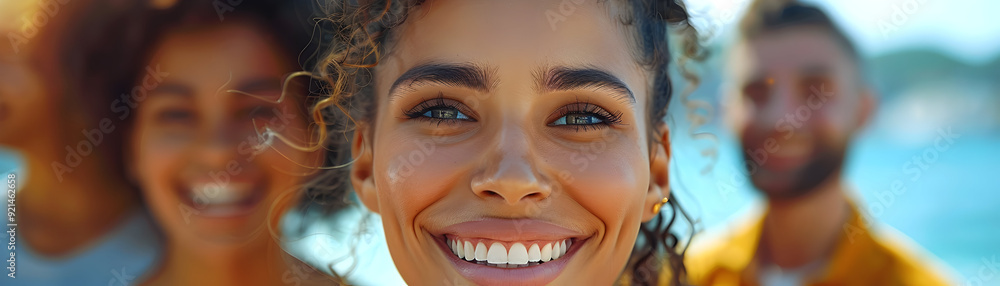 Productive and Happy: Group of People with Glowing Smiles and Joyful ...