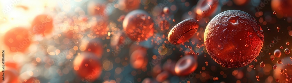 Detailed 3D model of blood cells interacting with nutrients, [medical ...