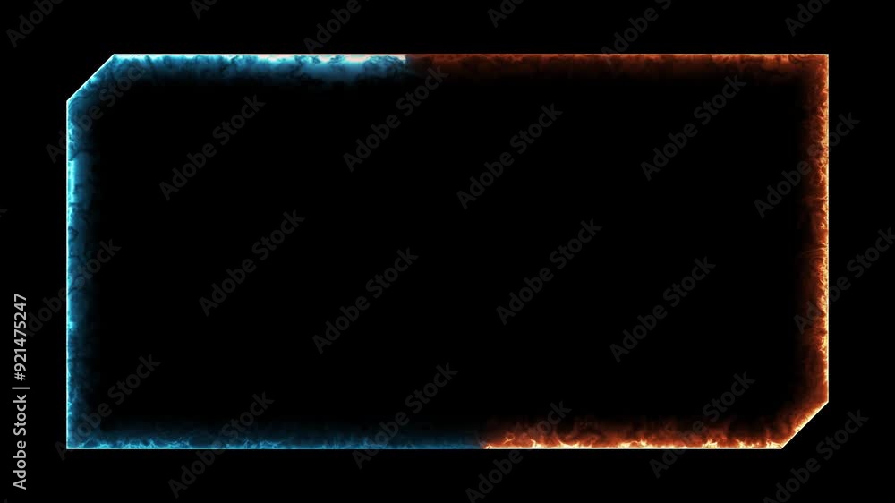 Beautiful abstract fire effect blue and yellow color frame border ...