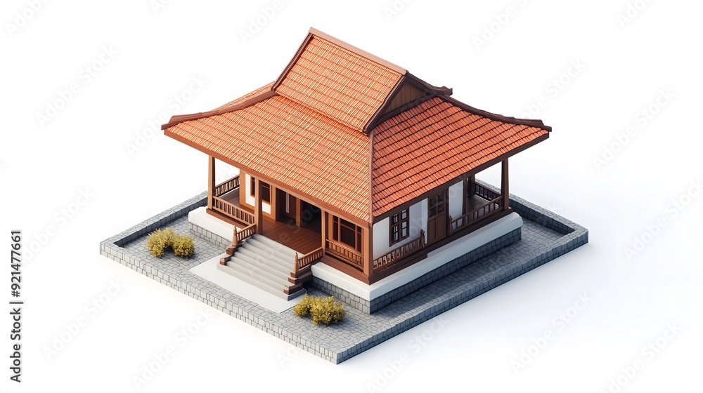 3d isometrics model of a wooden Javanese traditional house 3d model ...