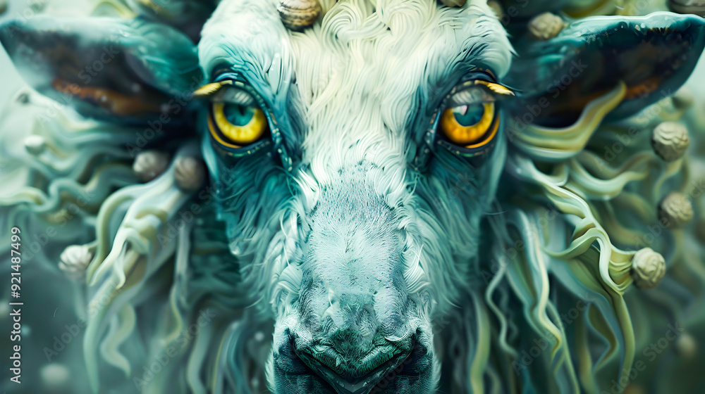 An enigmatic and otherworldly creature from a fantastical realm gazes ...