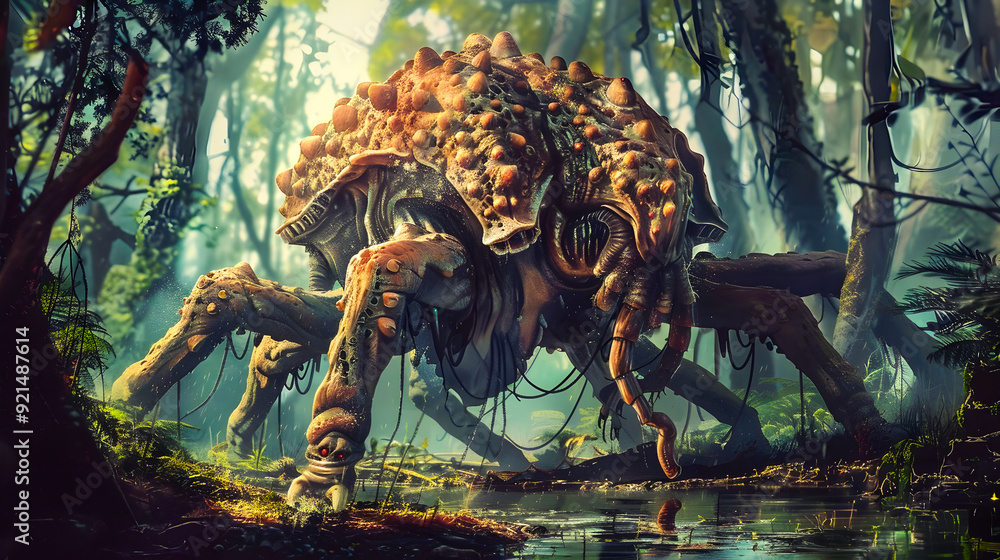 Ominous and bizarre alien arthropod creature lurking in the mysterious ...