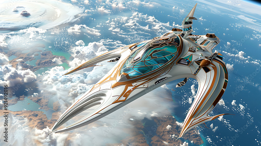 21. Atmospheric skimming ship with wings resembling a manta ray ...