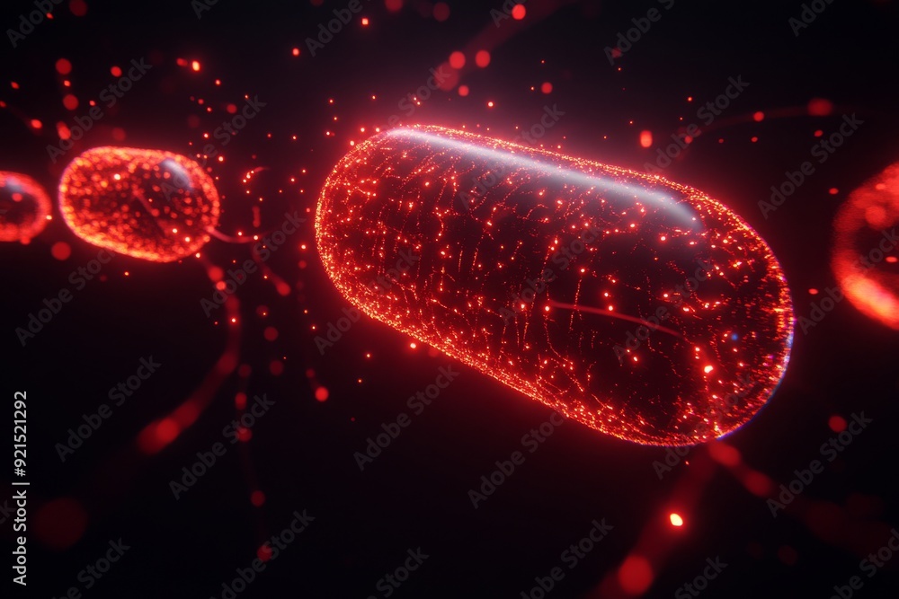High resolution image of a pill dissolving under a microscope ...