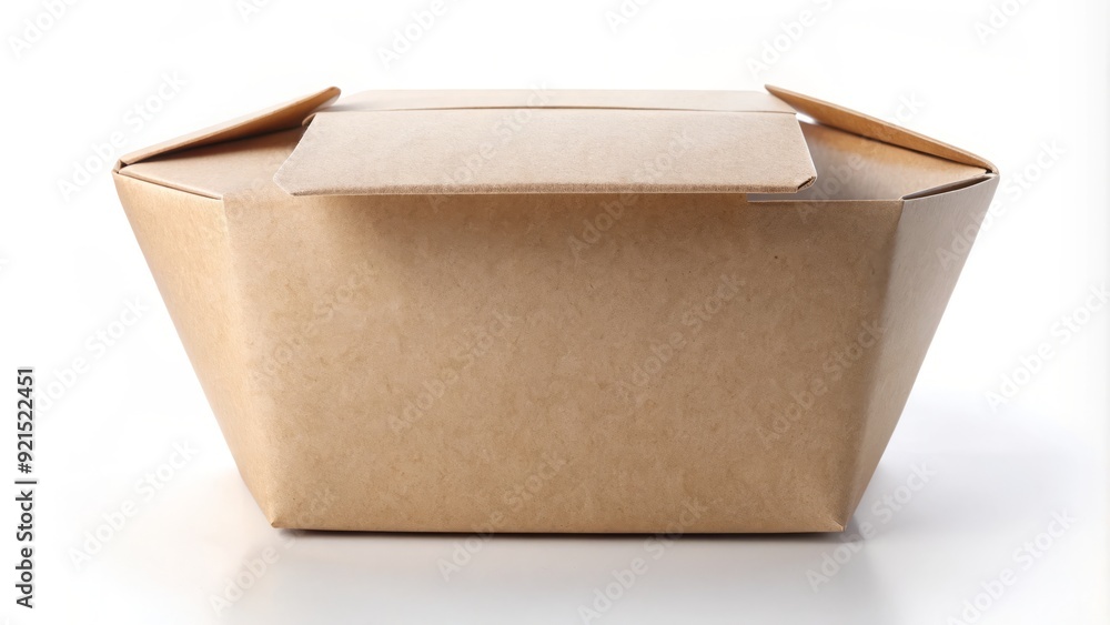 Empty paper food container with a customizable template, isolated on ...