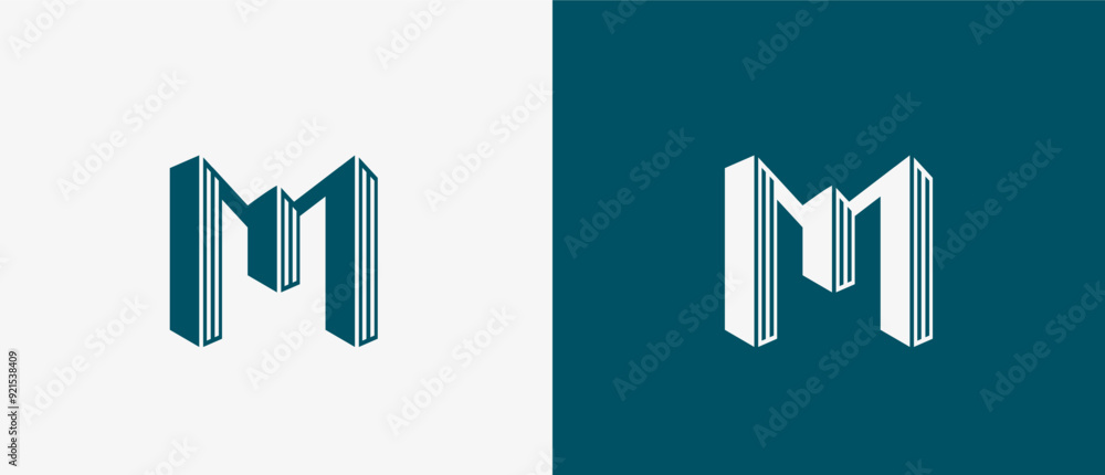 Logo Letter M and Three Skyscrapers Building with Gold luxury color ...