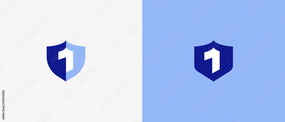 Logo number 1 and shield, tech, database, security, antivirus guard and ...