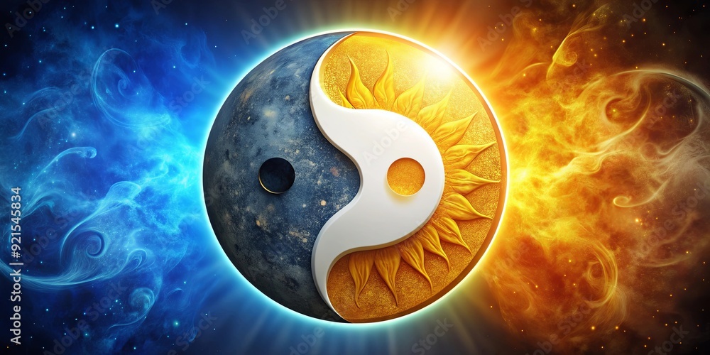 of yin and yang sun and moon with contrasting personalities, ying, yang ...